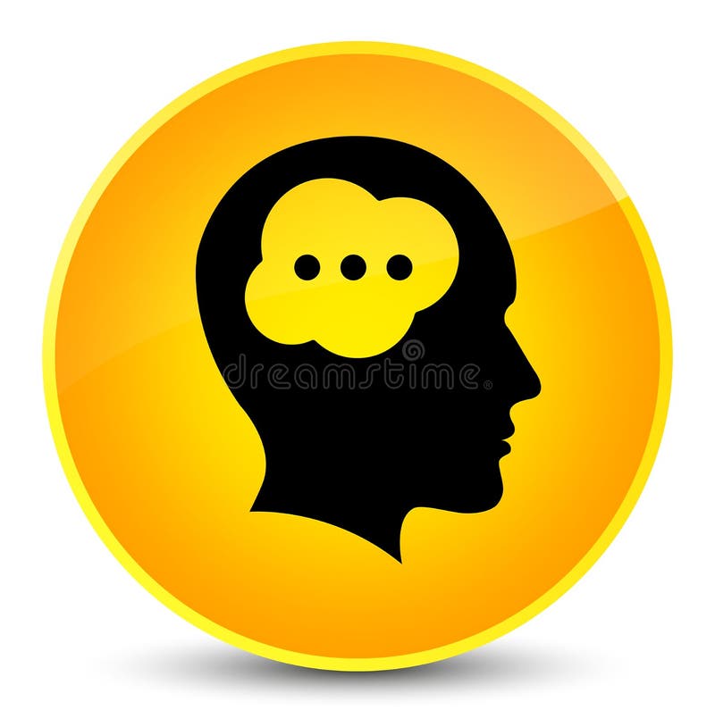 Brain Head Icon Elegant Yellow Round Button Stock Illustration ...