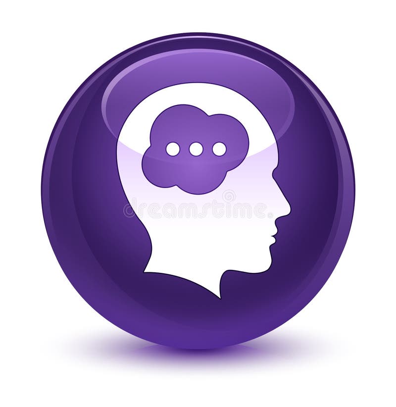 Brain Head Icon Glassy Purple Round Button Stock Illustration ...