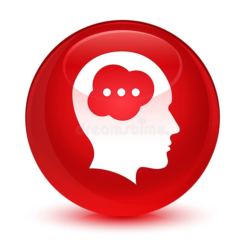 Brain Head Icon Glassy Red Round Button Stock Illustration ...