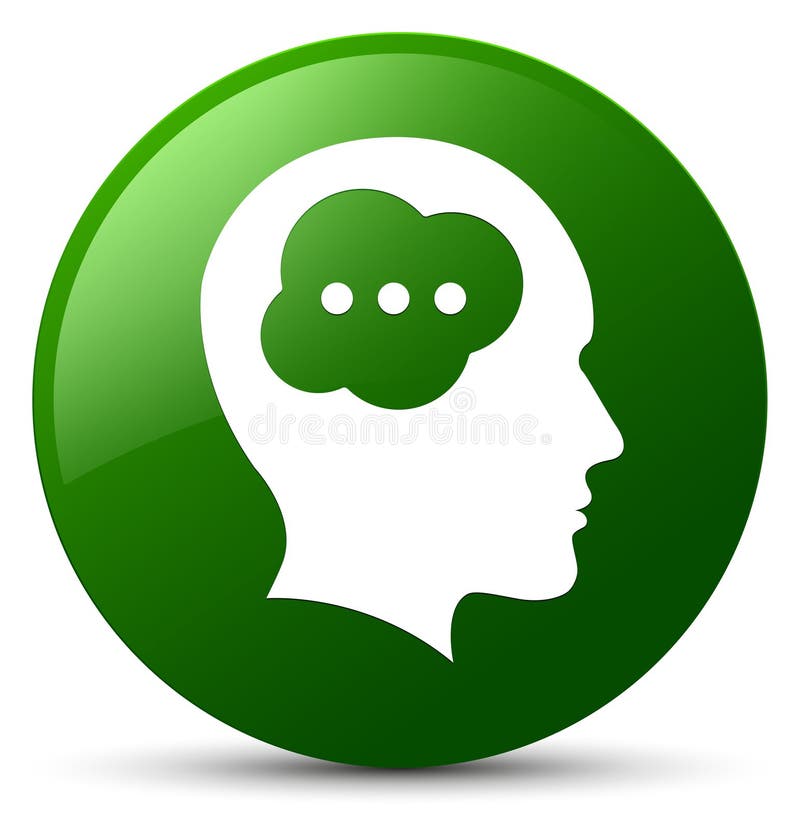 Brain Head Icon Green Round Button Stock Illustration - Illustration of ...