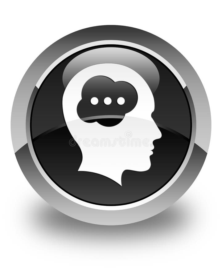 Brain Head Icon Glossy Black Round Button Stock Illustration ...