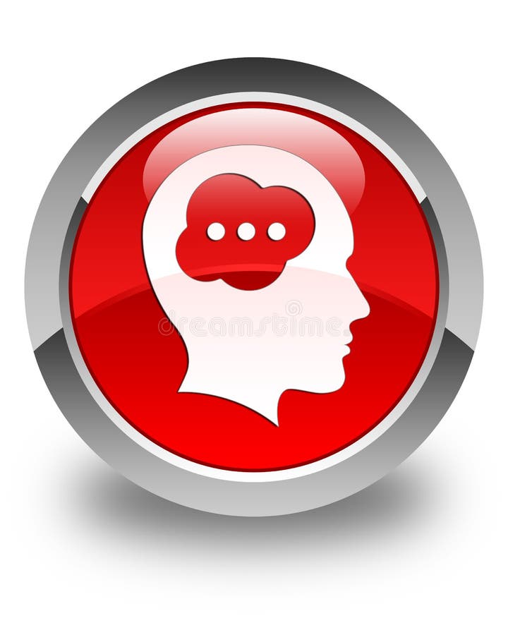 Brain Head Icon Glossy Red Round Button Stock Illustration ...