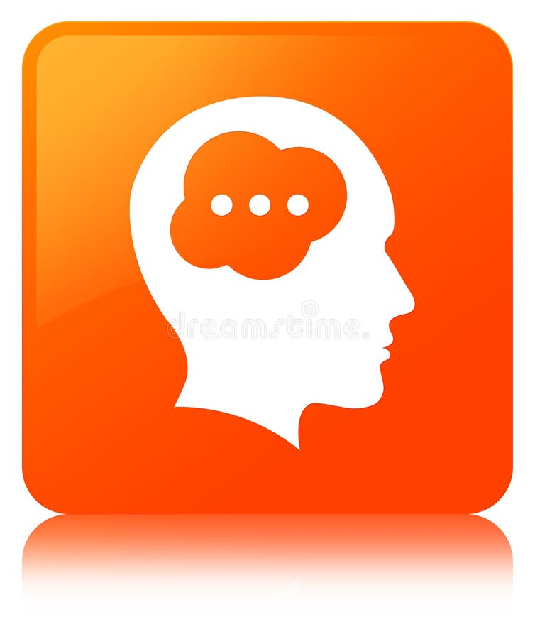 Brain Head Icon Orange Square Button Stock Illustration - Illustration ...