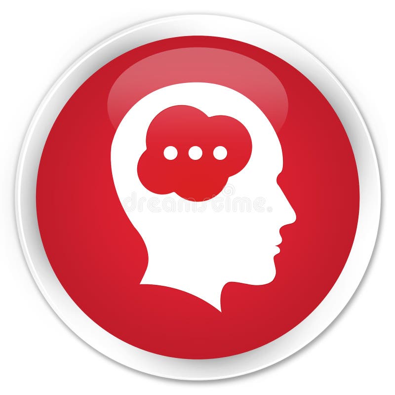Brain Head Icon Premium Red Round Button Stock Illustration ...