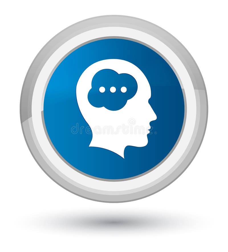 Brain Head Icon Prime Blue Round Button Stock Illustration ...