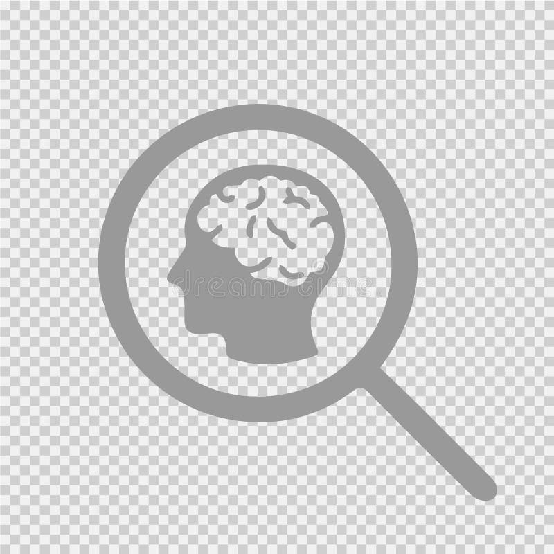Brain Head In Magnifying Glass Vector Icon Stock Vector - Illustration ...