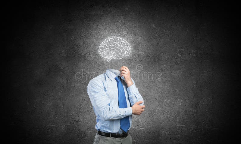 Brain headed businessman stock photo. Image of creativity - 89534754