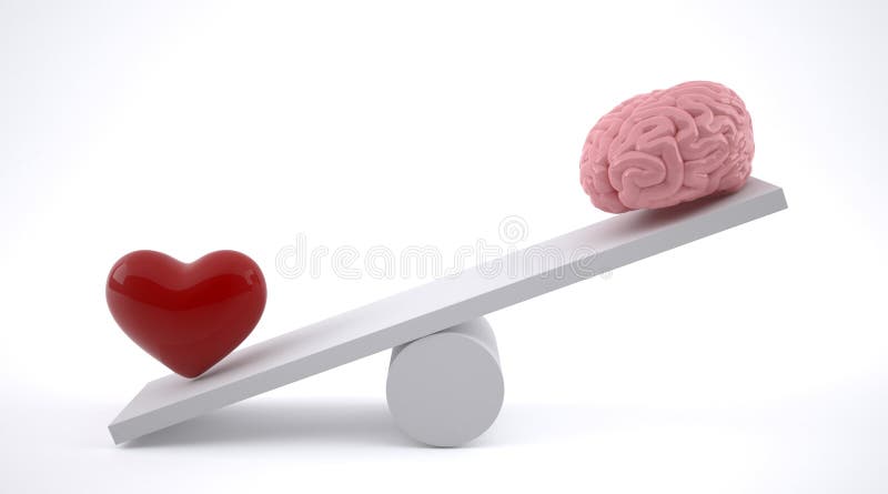 Brain and Heart on a Balance Scale. Stock Illustration - Illustration ...