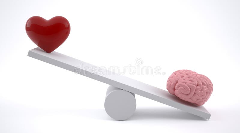 Brain and Heart on a Balance Scale. Stock Illustration - Illustration ...