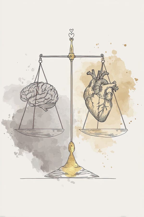 Brain Heart Balance Scale Illustration Emotional Decision Concept Stock ...