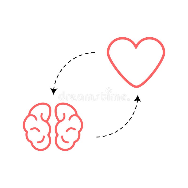 Brain and Heart Icons. Body-Mind Connection Concept. Stock Vector ...
