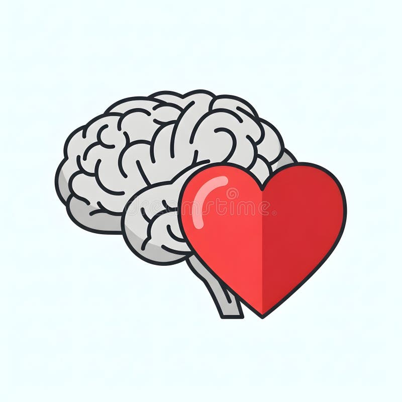 Brain and Heart: Mind and Emotion Connection Stock Illustration ...