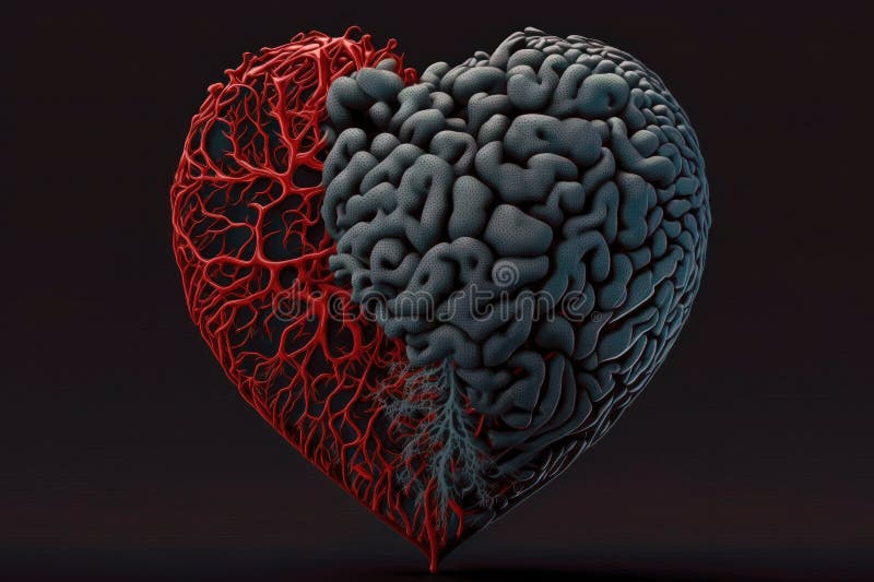 Brain with a Heart, Representing Emotions. Generative AI Stock ...