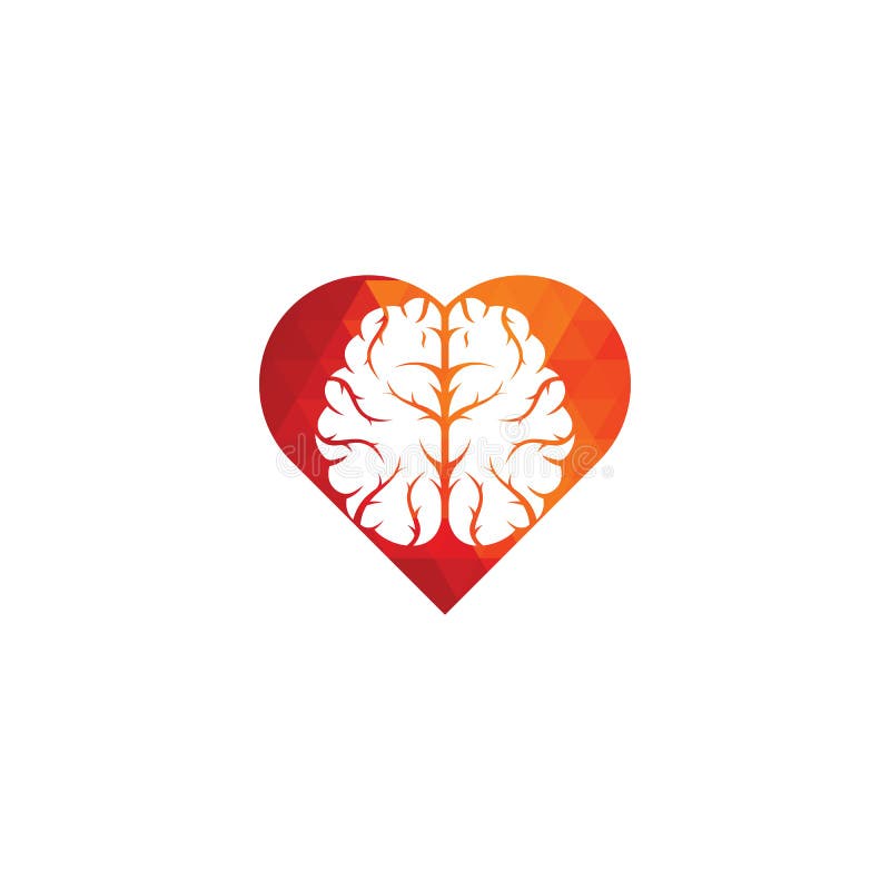 Brain Heart Shape Concept Logo Design. B Stock Vector - Illustration of ...