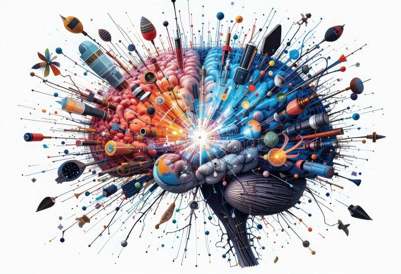 Brain Hemisphere Concept with Innovation and Creativity Displayed in ...