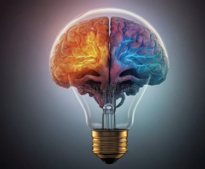 Brain Hemisphere Lightbulb stock photo. Image of intelligence - 313687798