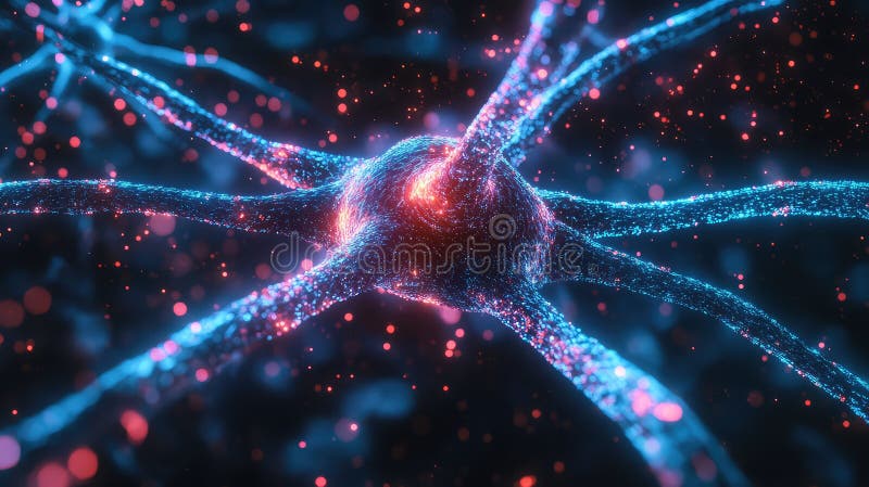 Brain Holographic Style Looping Neuron Stock Illustration ...