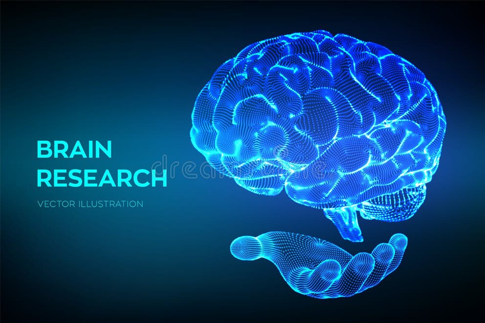 Brain. Human Brain Research. 3D Science and Technology Concept. Neural ...