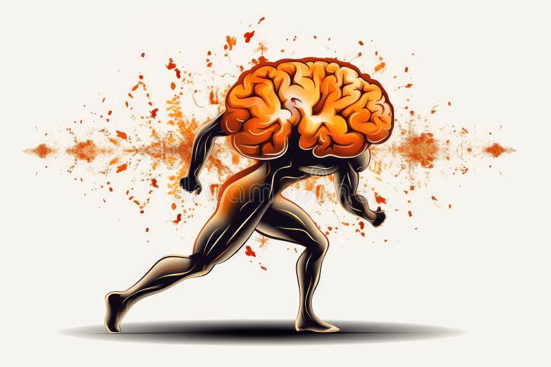 Brain with Human Legs Running on White Background. Generative AI Stock ...
