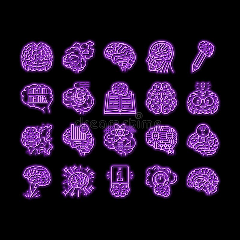 Brain Human Mind Head Idea Neon Glow Icon Illustration Stock Vector ...