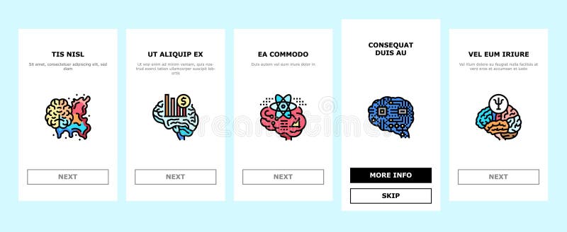 Brain Human Mind Head Idea Onboarding Icons Set Vector Stock Vector ...