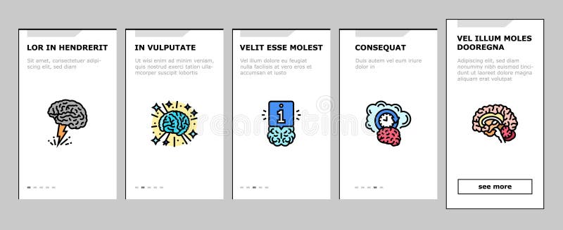 Brain Human Mind Head Idea Onboarding Icons Set Vector Stock Vector ...