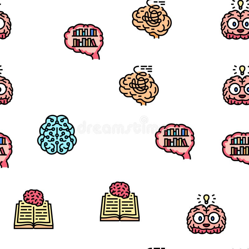 Brain Human Mind Head Idea Vector Seamless Pattern Stock Vector ...