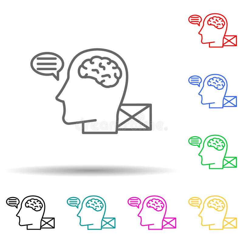 Brain Human Send Message Icon. Elements of Artifical in Neon Style ...