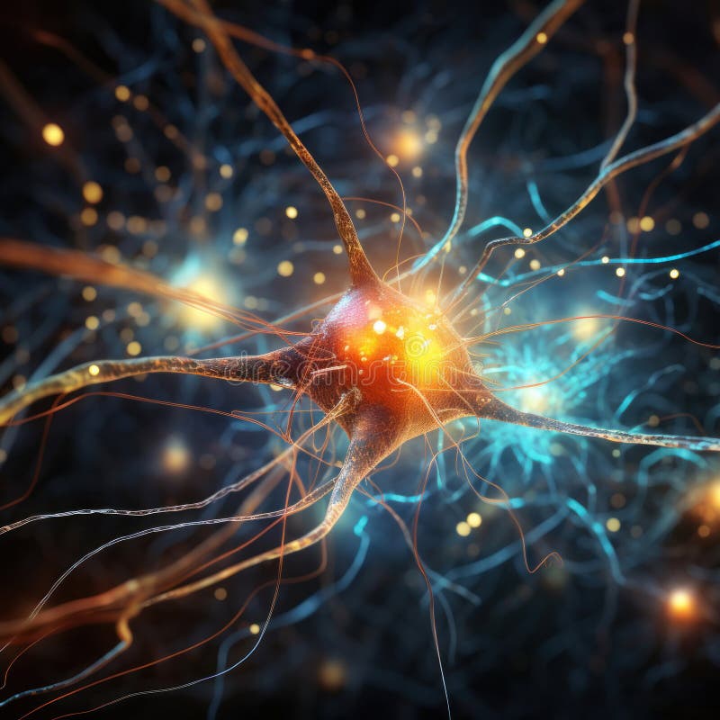 Brain of Human Brain Showing Neurons Firing and Neural Extensions Stock ...