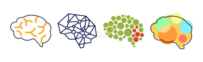 Brain Icon As Smart Idea and Solution Thinking Vector Set Stock ...