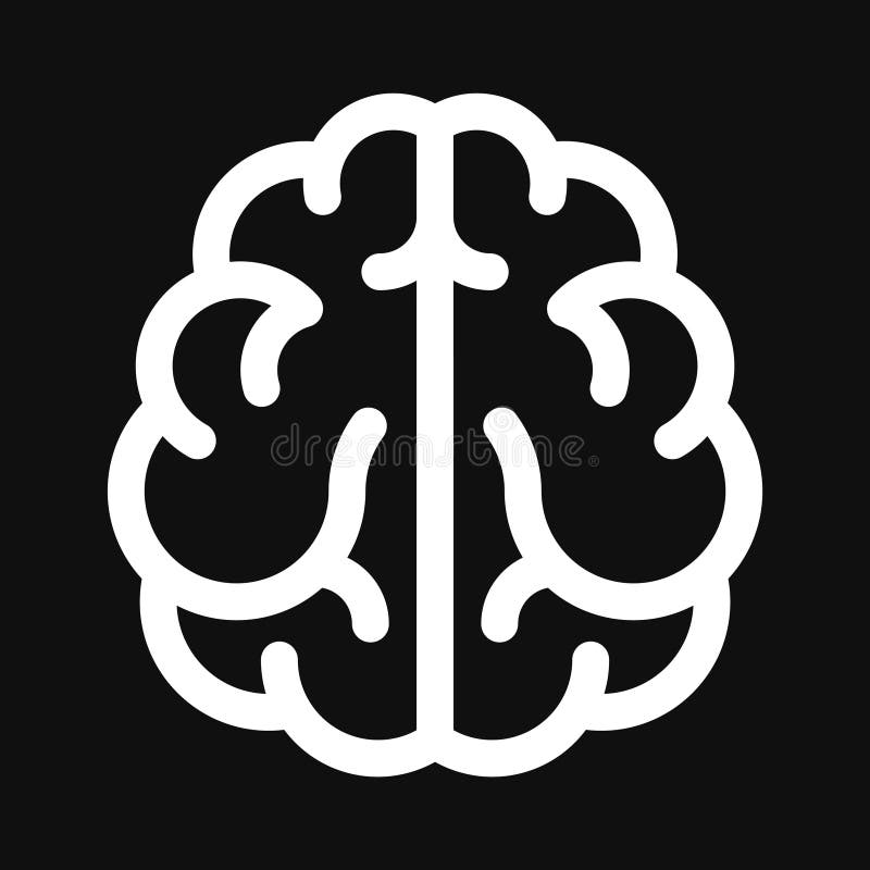 Brain Icon on Black Background. Line Style Vector Stock Vector ...