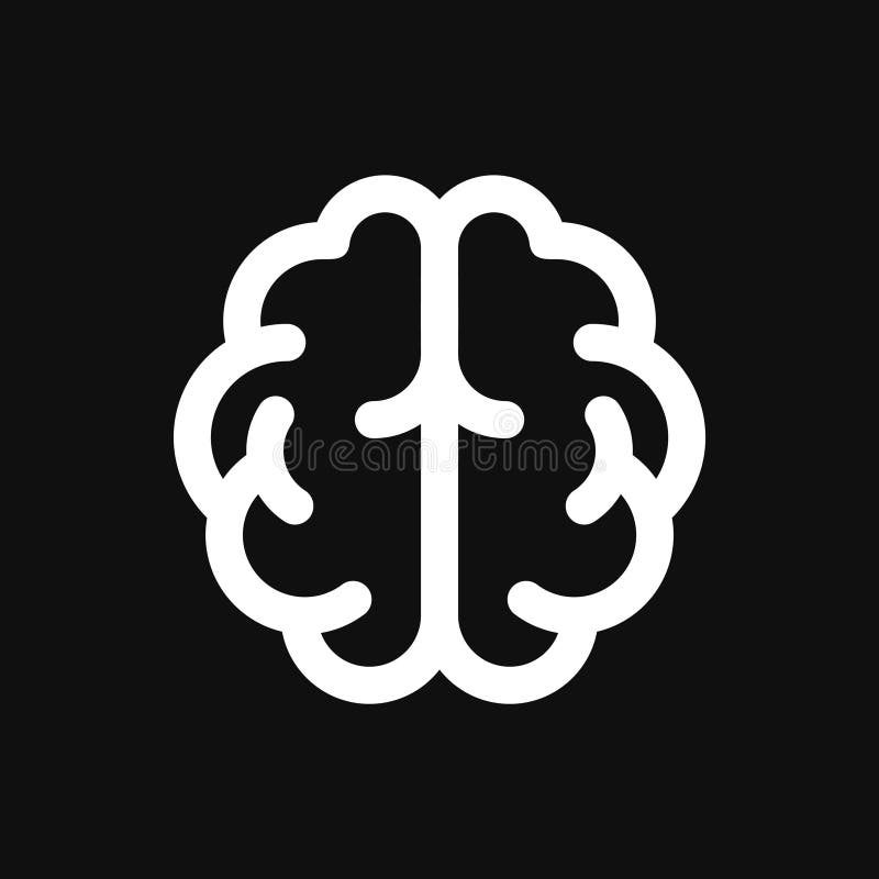 Brain Icon on Black Background. Line Style Vector Stock Vector ...