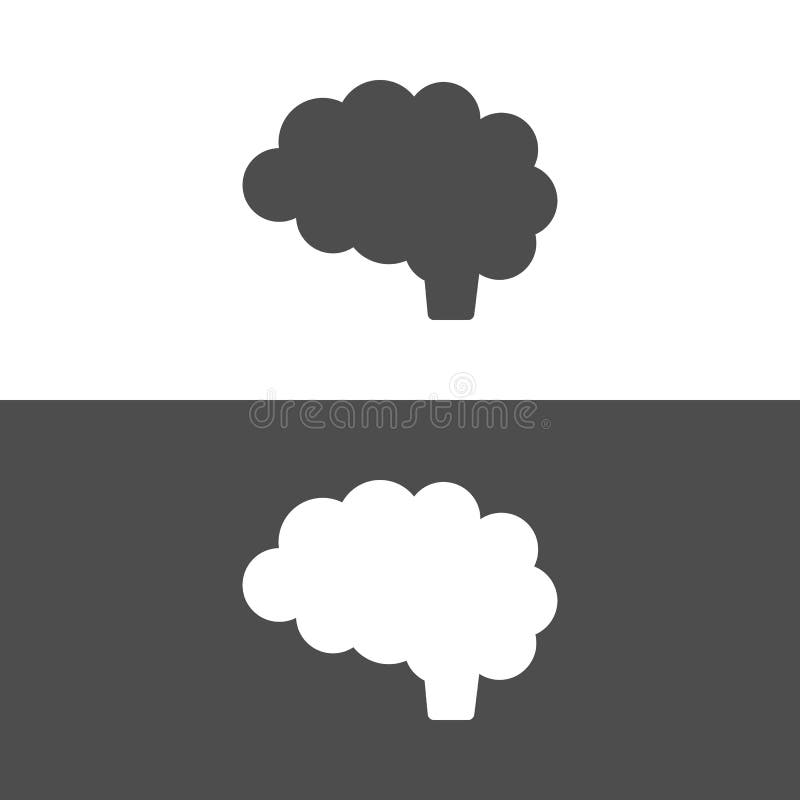 Brain Icon on Black and White Background Stock Vector - Illustration of ...