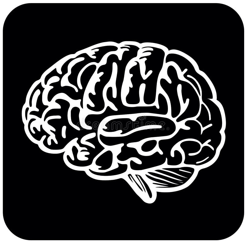 Brain Icon in Black and White Stock Vector - Illustration of logic ...