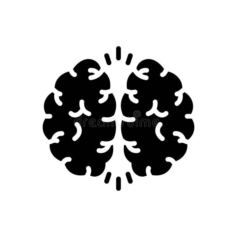 Black Solid Icon for Brain, Cerebral Matter and Memory Stock ...