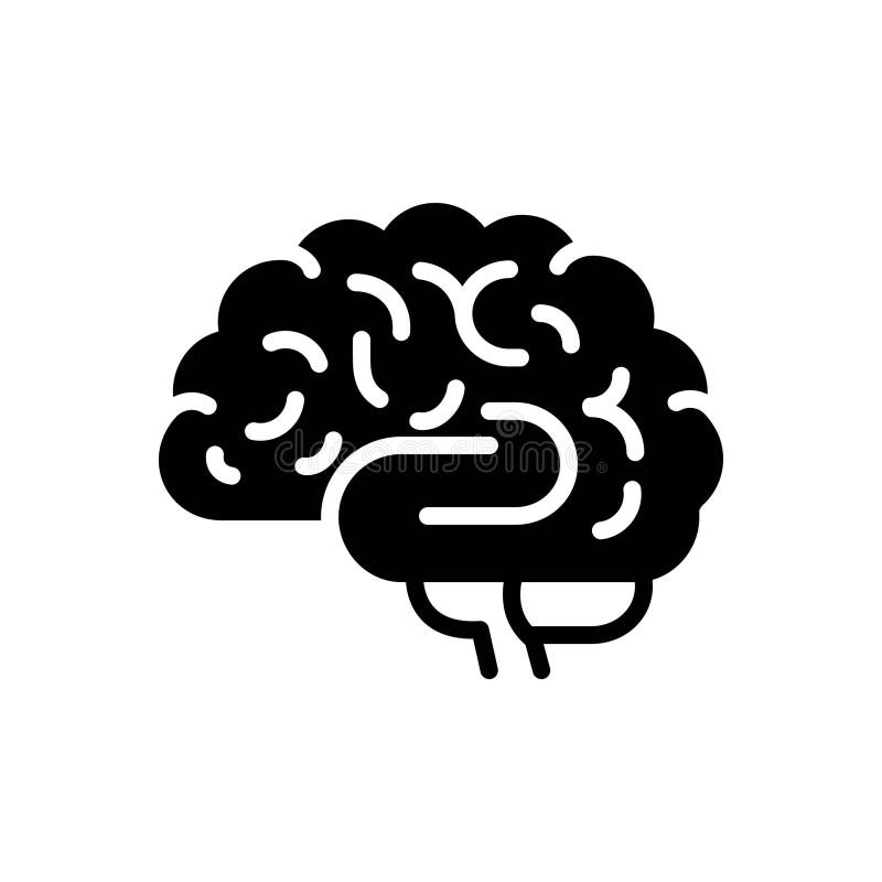 Black Solid Icon for Brain, Cerebrum and Mental Stock Vector ...