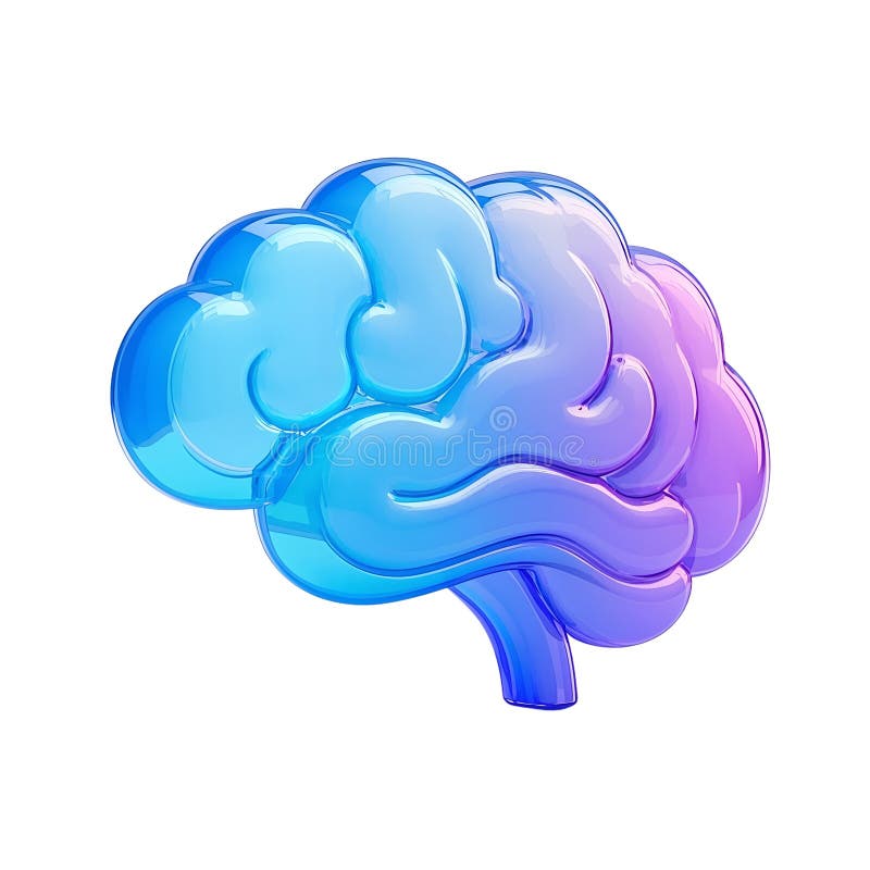 Brain Icon 3d Rendering Gradient Color Glass Effect Icon Modern ...