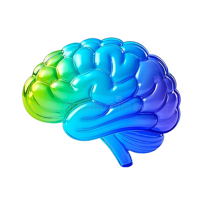 Brain Icon 3d Rendering Gradient Color Glass Effect Icon Modern ...