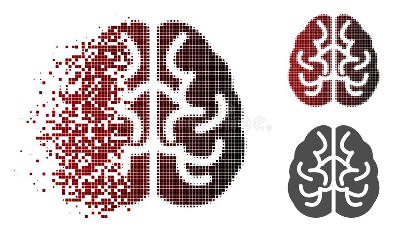 Dust Pixel Halftone Brain Icon Stock Vector - Illustration of ...