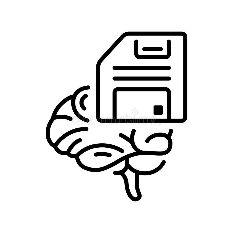 Brain Icon Featuring a Floppy Disk, Symbolizing Data Storage Concepts ...