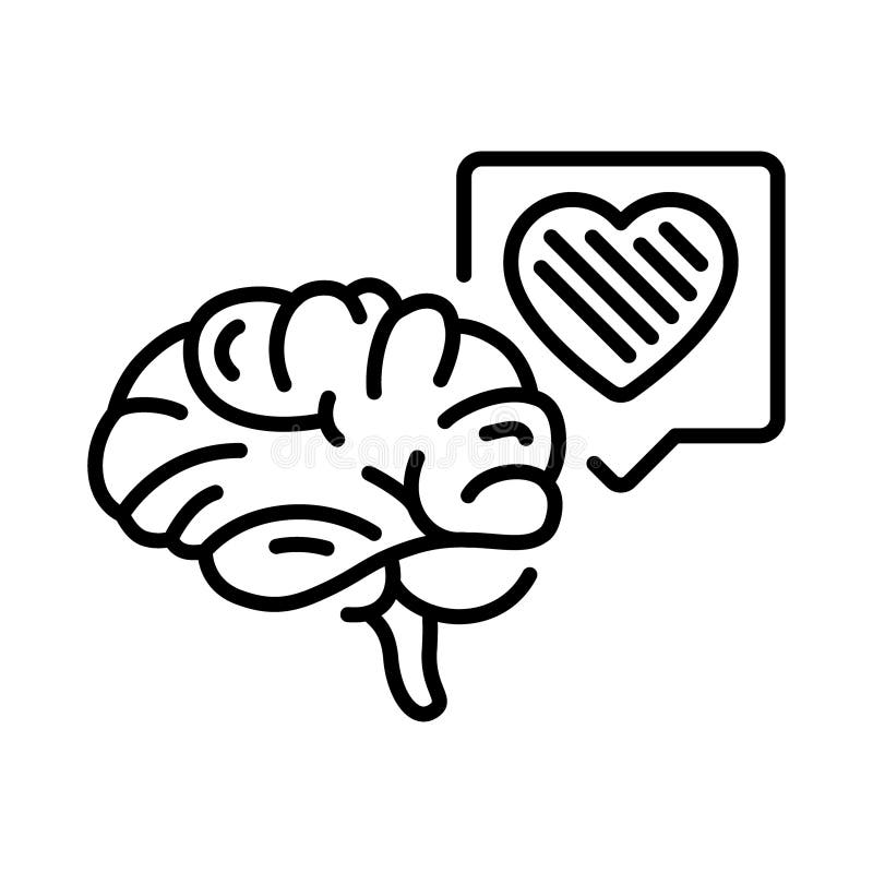 Brain Icon Featuring a Love Message, Emphasizing Emotions and ...