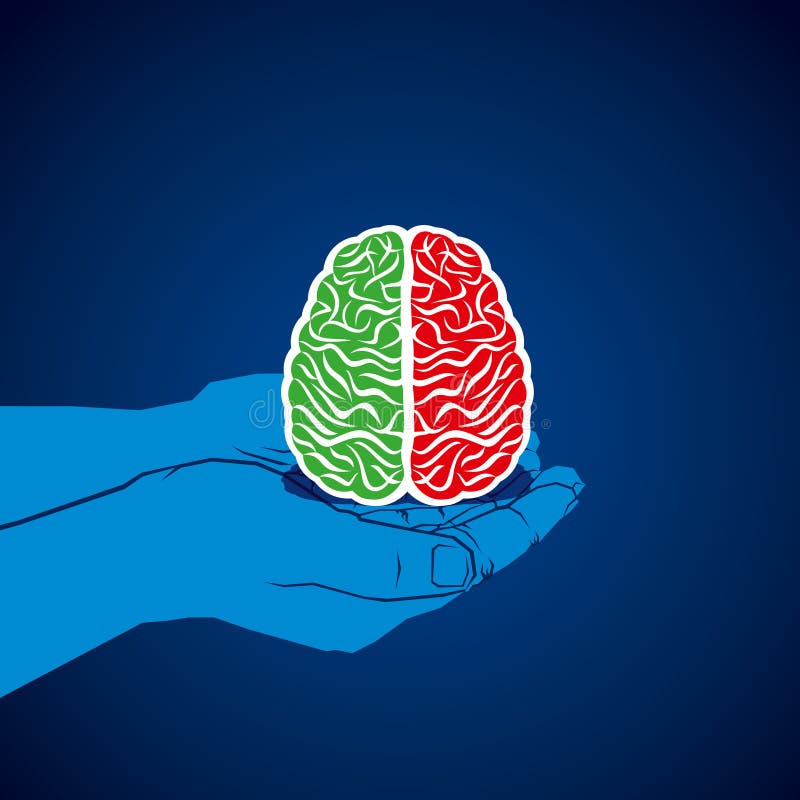 Brain icon in hand stock vector. Illustration of anatomy - 35939634