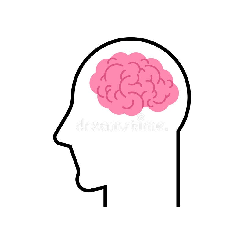 Brain Icon in Head. Sign of a Thinking Person. Smart Guy Symbol Stock ...