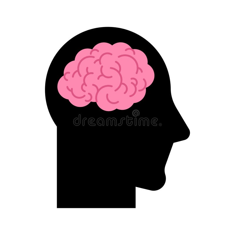Brain Icon in Head. Sign of a Thinking Person. Smart Guy Symbol Stock ...