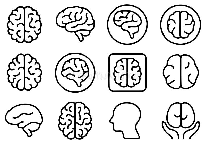 Brain Icon Illustrations Representing Intelligence, Ideas, Cognition ...