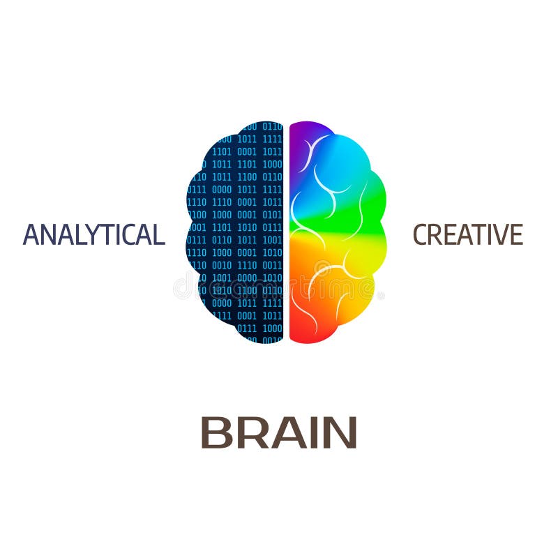 Brain Icon. Left Brain Part - Analytical. Right Hemisphere of Brain ...