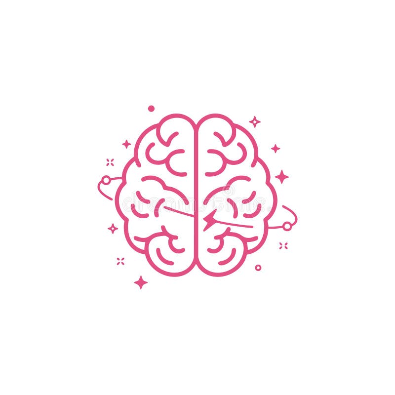 Brain Icon with Pink Color and Sparkles Cognitive Concept Illustration ...