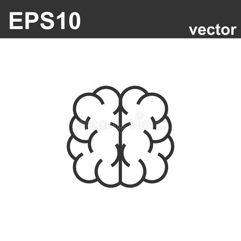 Brain Icon on white stock vector. Illustration of mind - 161130633