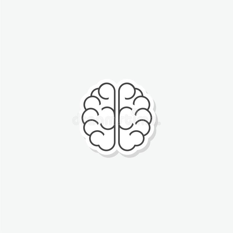 Brain Icon Sticker Isolated on Gray Background Stock Illustration ...