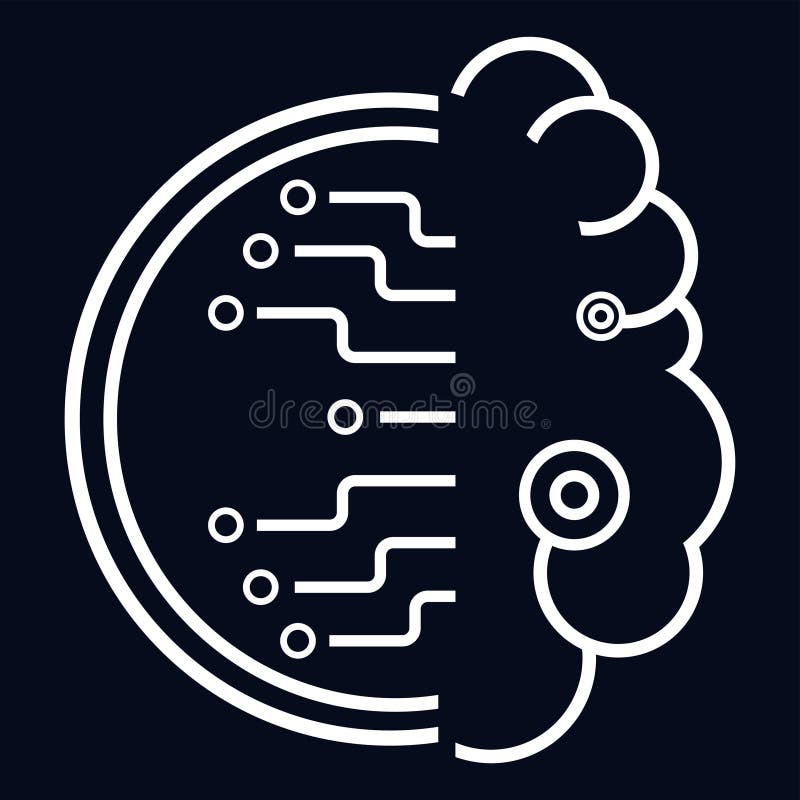 Brain and Set Up Robot, Technology Flat Icons Style on White Background ...